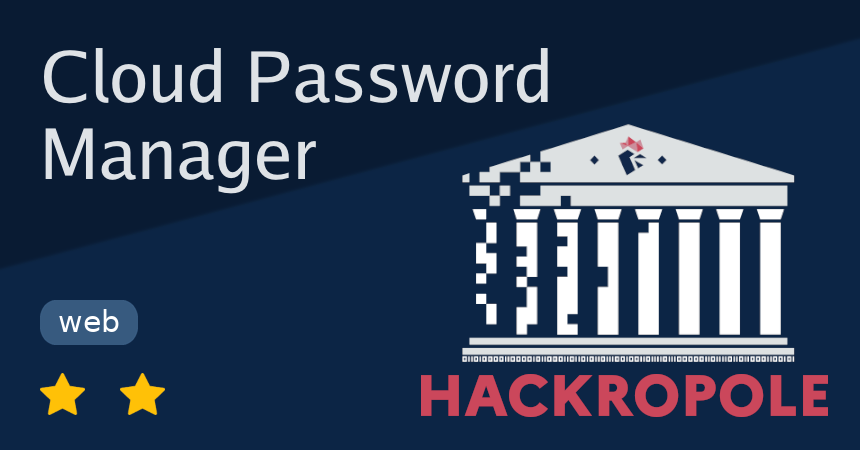 Cloud Password Manager - Hackropole